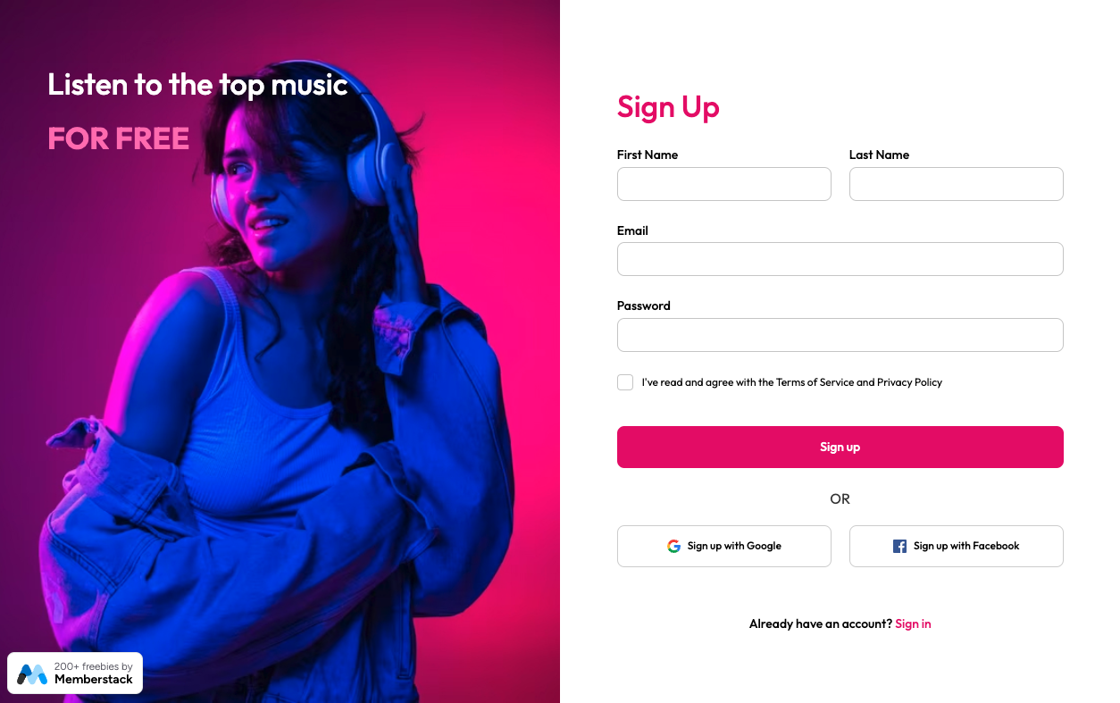 Classy Sign Up Screen | Free Webflow Component